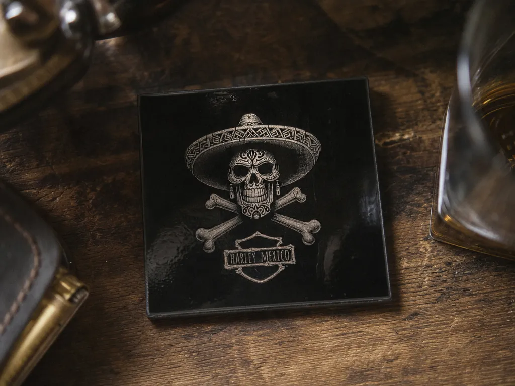 Harley Mexico Sugar Skull Sombrero Square Drink Coaster - Free Files ...