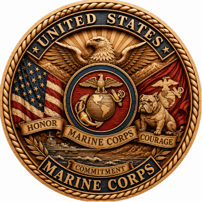 United States Marine Corps Emblem Wall Plaque with American Flag ...