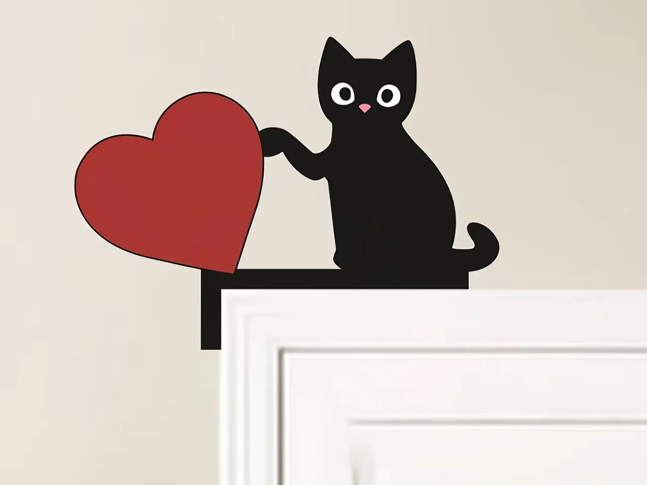 Black Cat Door Corner Decor, Cat Heart Door Topper, Cute Cat Door Frame ...