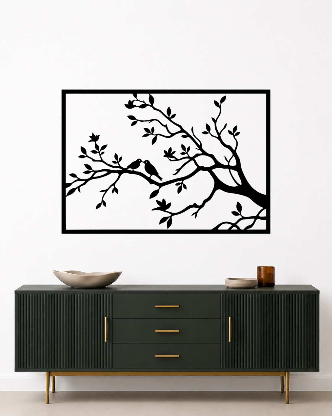 Bird on Tree Branch SVG, Nature Wall Art SVG, Bird Silhouette Laser Cut ...