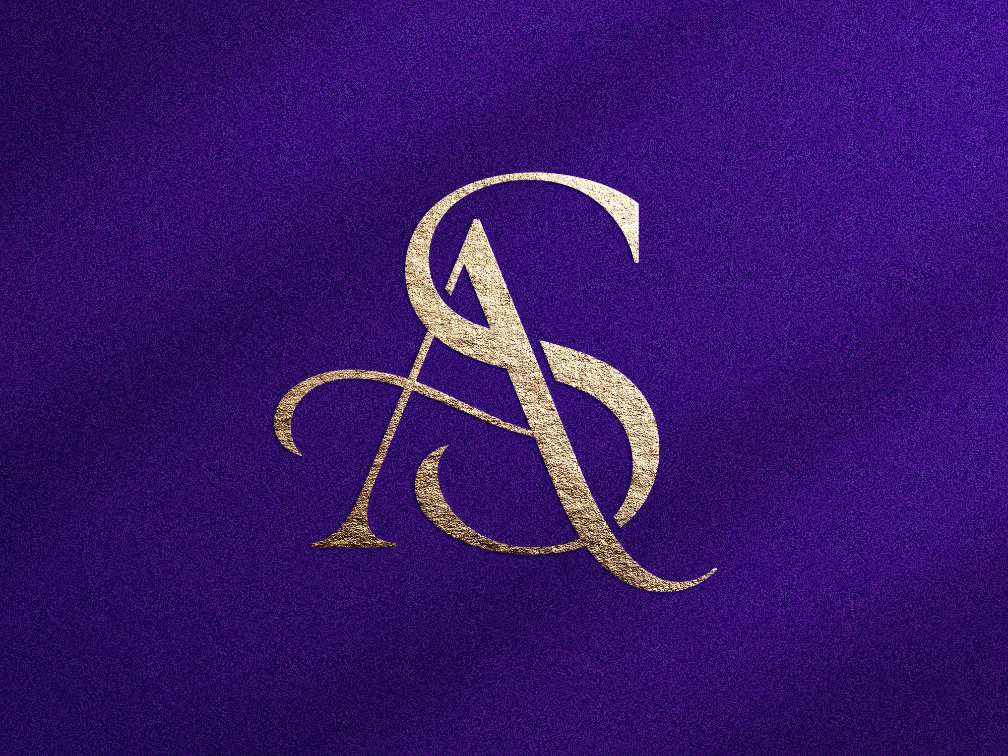 Monogramme doré avec les lettres A et S sur fond violet - Ready to Use ...