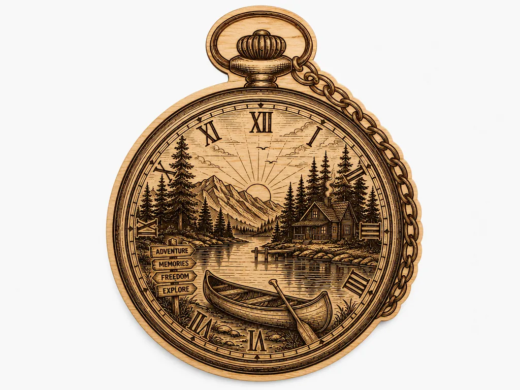Vintage Pocket Watch Scenic Cut and Engrave - Free Files - Atomm