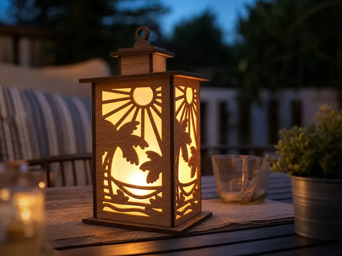 Tropical Palm Tree and Hammock Tabletop Lantern - Free Files - Atomm