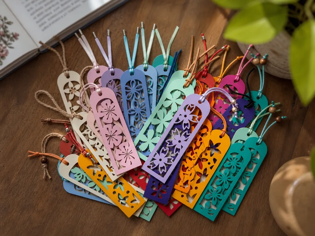 Colorful Floral Cutout Bookmarks with Tassels - Ready to Use Files - Atomm