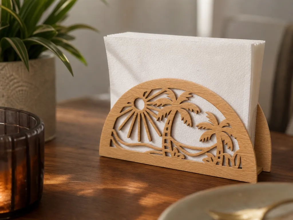 Tropical Palm Tree and Sun Wooden Napkin Holder - Free Files - Atomm