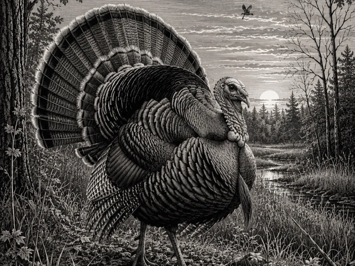 Wild Turkey in a Forest Landscape Wall Art