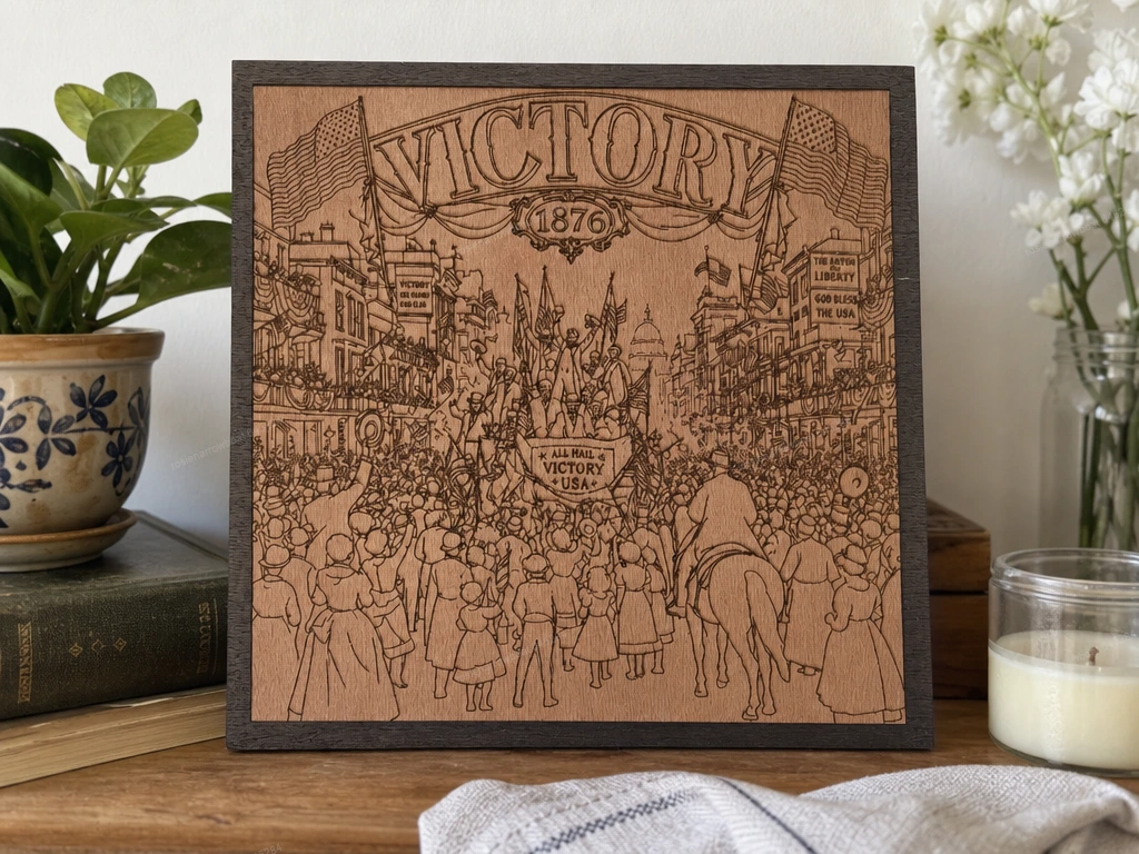 Line Art Engraving 1876 Victory USA Centennial Celebration