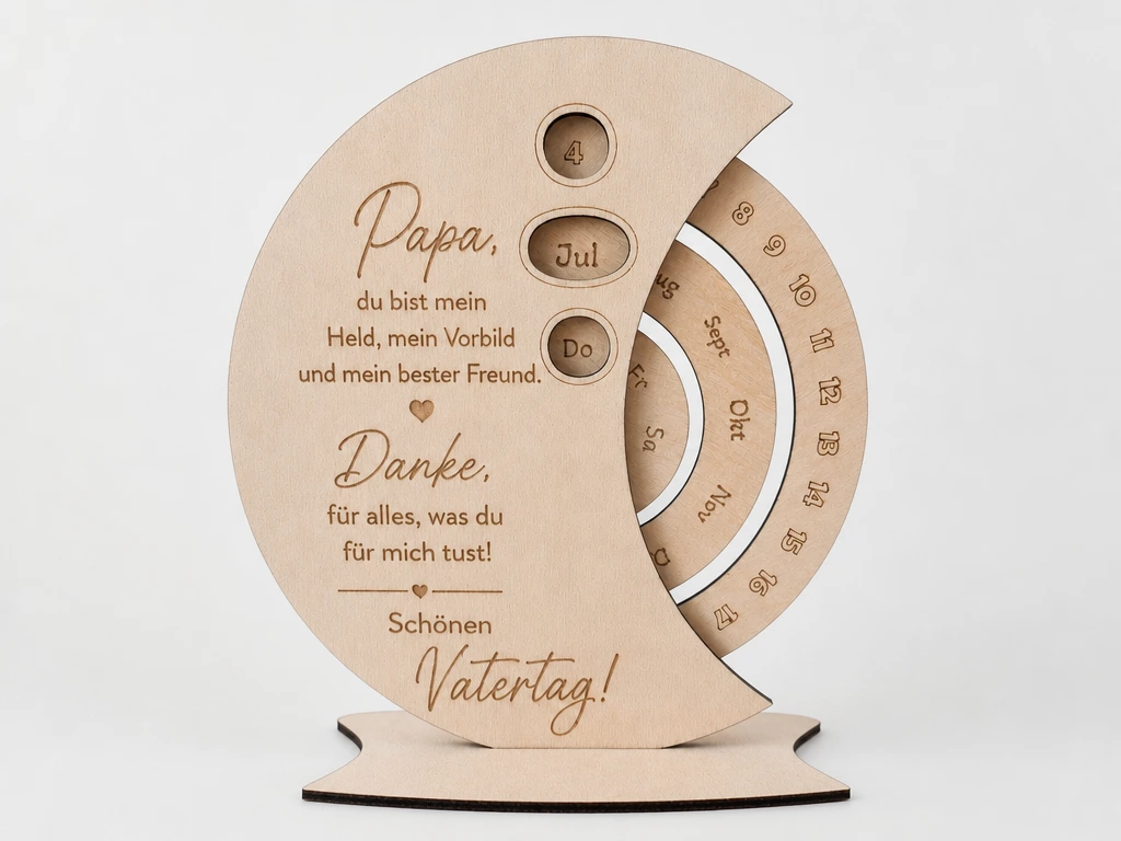Ewiger Kalender aus Holz mit Vatertagsgruß für Papa - Free Files - Atomm