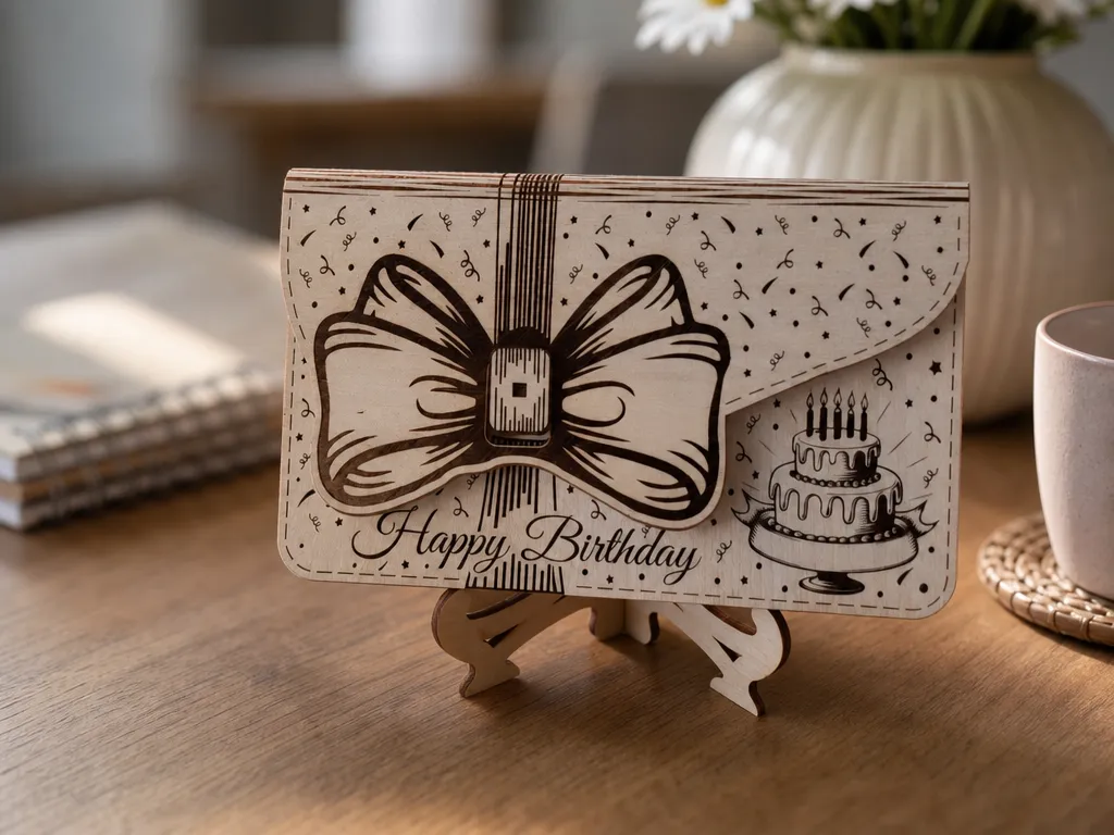 Happy Birthday Greeting Card, Money Envelope, Folding Card Laser Cut ...