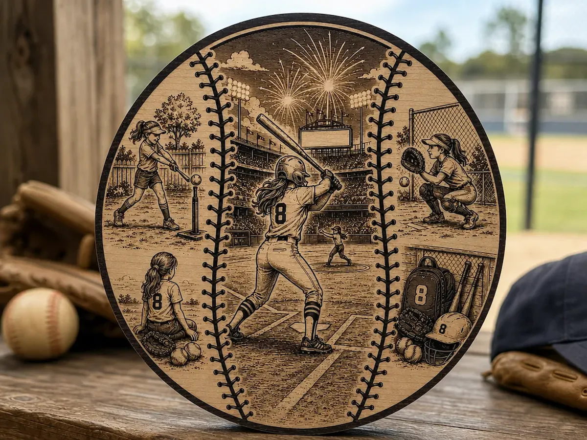 Softball Scenic Cut and Engrave - Free Files - Atomm
