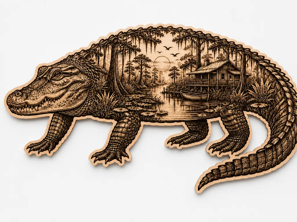Alligator Scenic Cut and Engrave - Free Files - Atomm