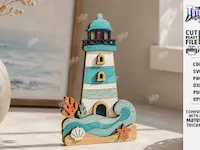 Coastal Themed Tiered Tray Decor with Beach and Nautical Elements Laser ...