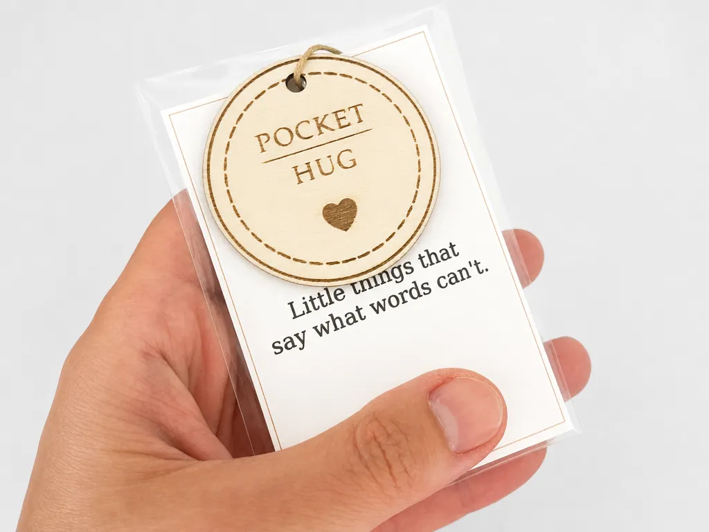 Pocket Hug Wooden Token with Inspirational Message Card - Free Files ...