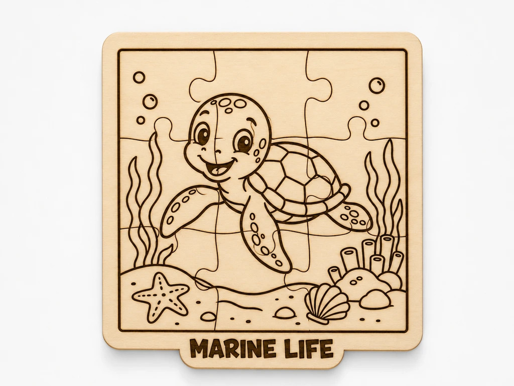 Sea Turtle Wooden Puzzle for Kids | Marine Life Montessori Toy, Ocean ...