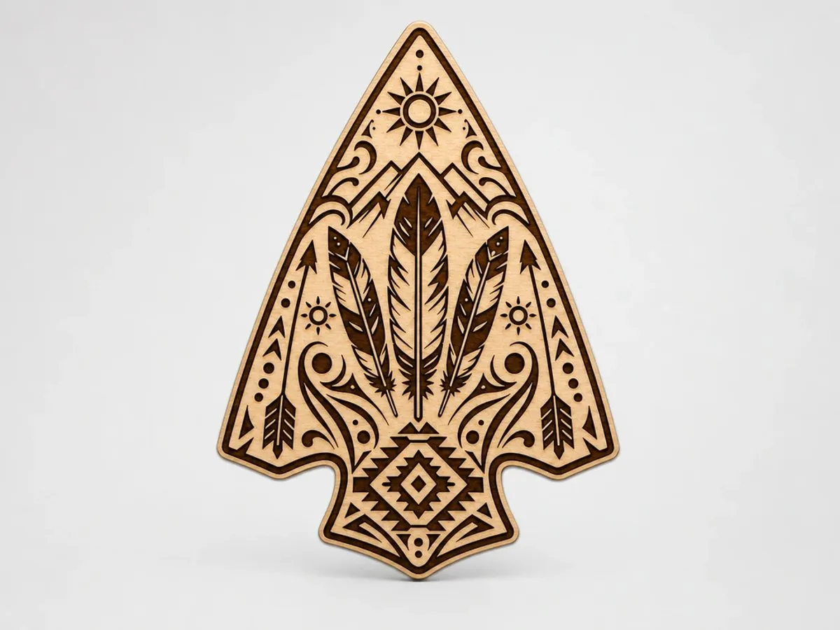 Native American Arrowhead SVG XCS | Bohemian Feather Mountain Mandala ...