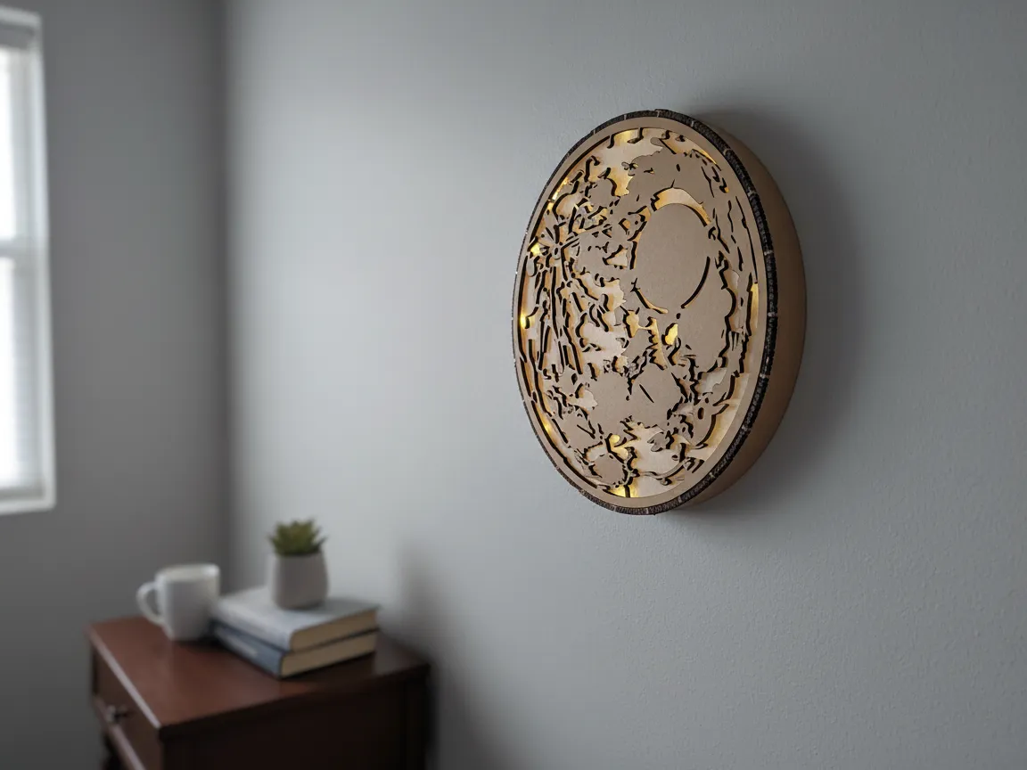 Illuminated Layered Moon Wall Art