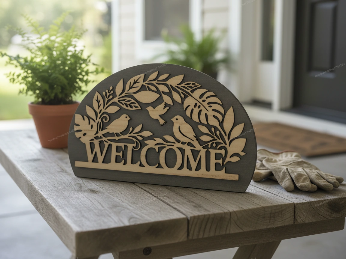 Welcome sign with birds and tropical leaves for porch decor - Free ...