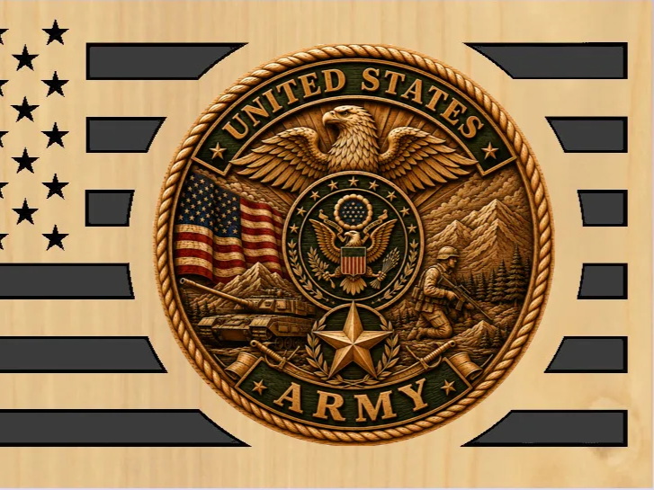 United States Army Emblem Wall Plaque with American Flag Background ...