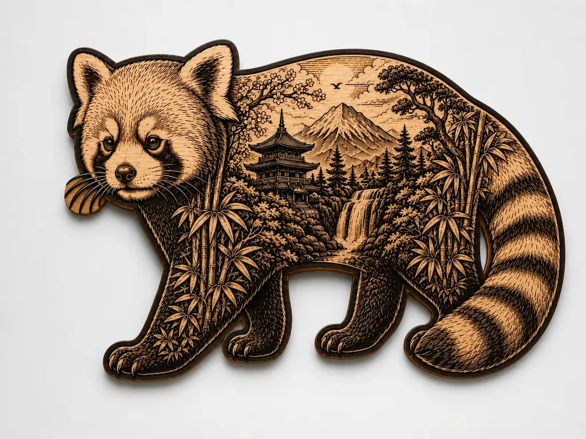 Red Panda Scenic Cut and Engrave - Free Files - Atomm