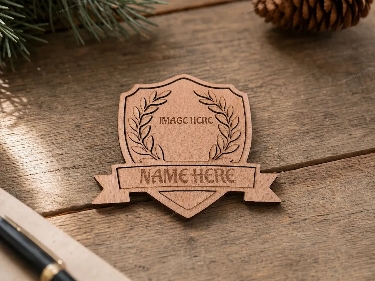 Wooden Shield Plaque with Laurel Wreath and Name Banner - Free Files ...