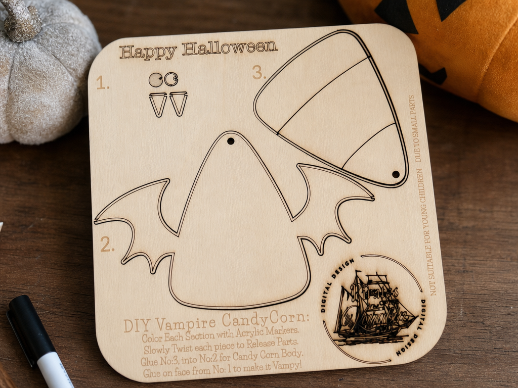 DIY Vampire Candy Corn Halloween Craft Kit - Ready to Use Files - Atomm